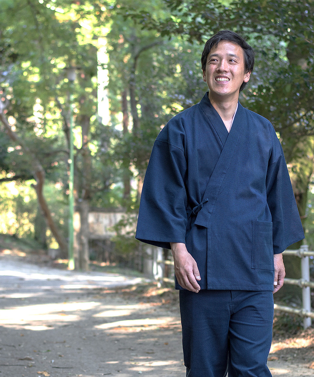 1055 Small Pattern Dobby Sashiko-ori Samue / 100% Cotton – wasuianjapan